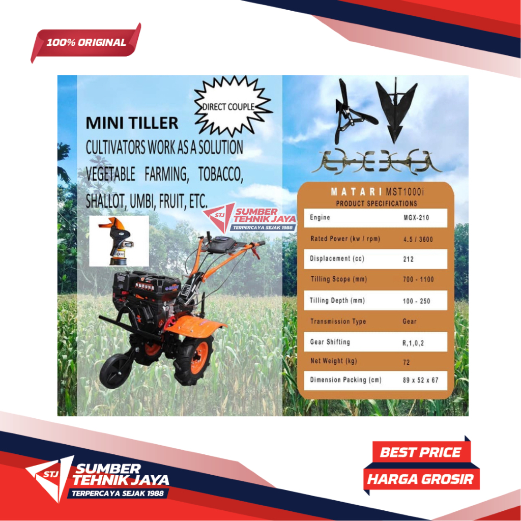 Jual Mini Tiller Kultivator Cultivator Matari MST1000i dengan engine ...