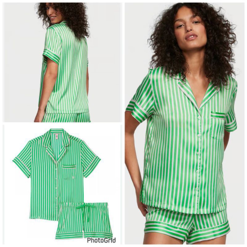 Jual VS Short Pajamas Stripe Green | Shopee Indonesia