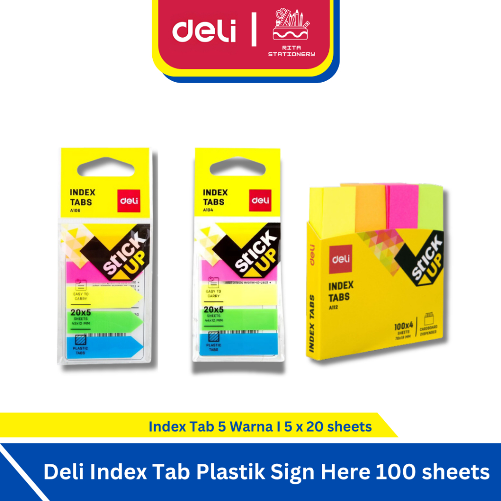 Jual Deli Index Tab Plastik Sign Here 100 sheets cardboard dispenser ...