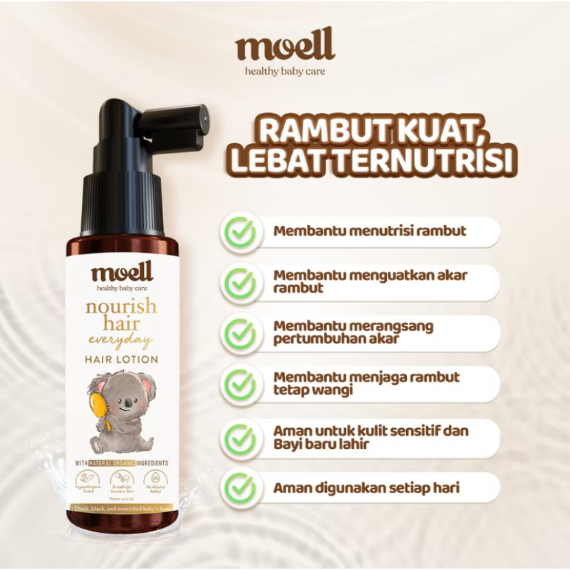 Jual Moell Hair Lotion Baby With Panax Ginseng & Calendula Oil 100 ml ...