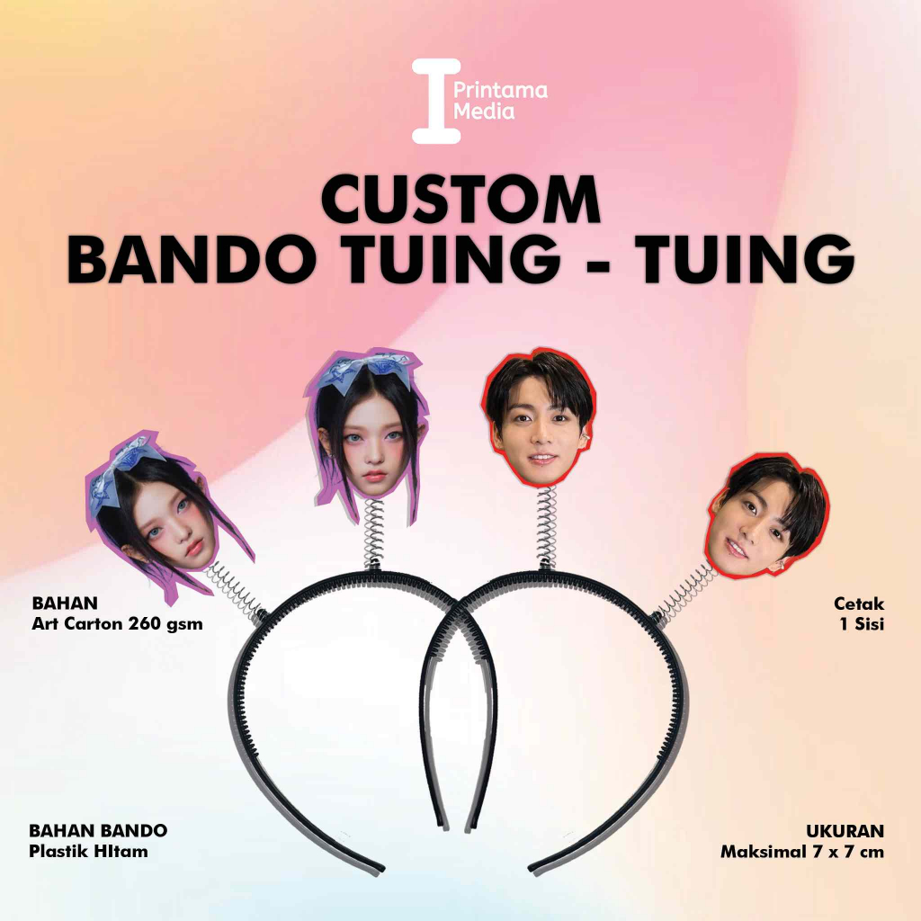 Jual Cetak Custom Bando Tuing Tuing/Print Bando Konser/Bandana Headband ...