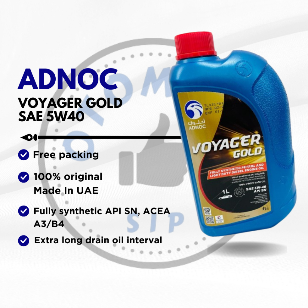 Jual Adnoc Voyager Gold 5W-40 API SN Full Synthetic 1 Liter | Shopee ...