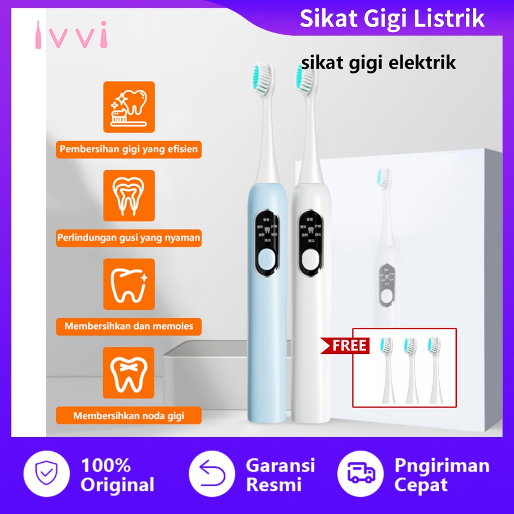 Jual IVVI Sonic Electric Toothbrush Sikat Gigi Elektrik Dewasa Cocok Untuk Pengguna Behel dan ...