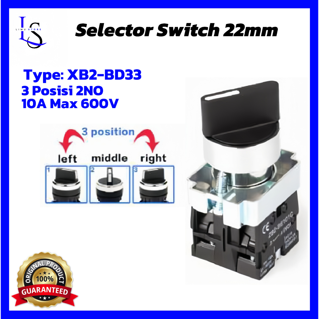 Jual Selector Switch 22mm XB2-BD33 3Posisi 2NO 10A 600V | Shopee Indonesia