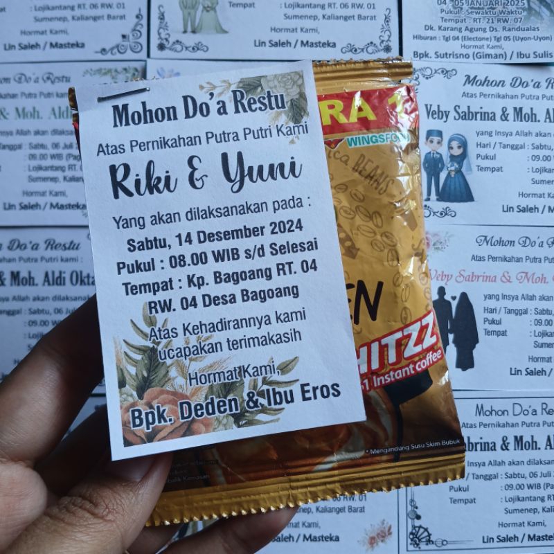Jual [ISI 100 KERTAS TEBAL] UNDANGAN MINI UNDANGAN KOPI | UNDANGAN MINI ...