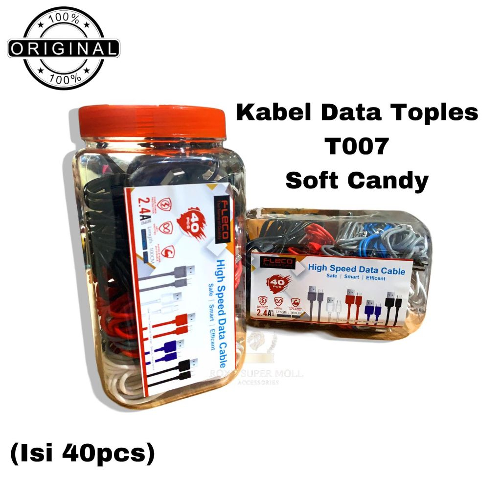 Jual (isi 40pc) Kabel data Toples Fleco Micro T007 CANDY Original 20W ...