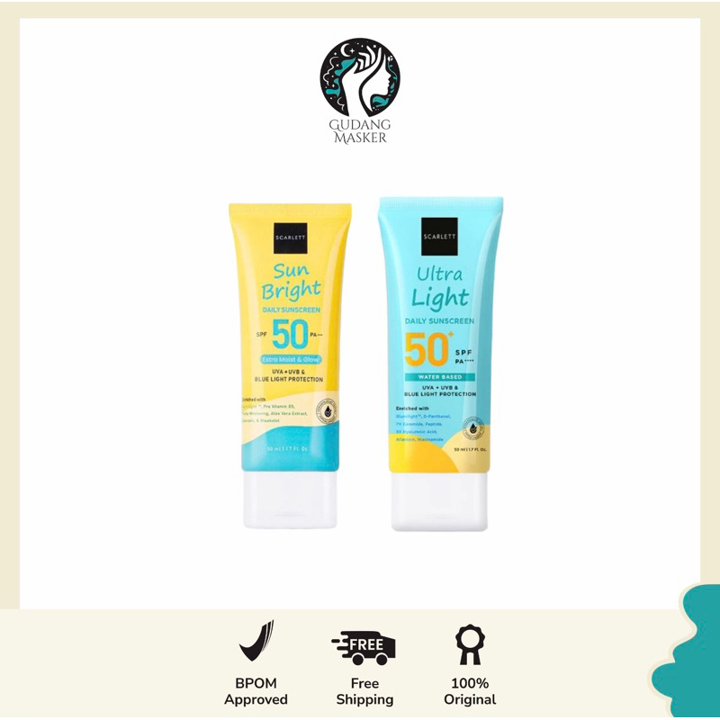 Jual SCARLETT Sunscreen Bright SPF50 PA+++ Extra Mois & Glow | Shopee ...