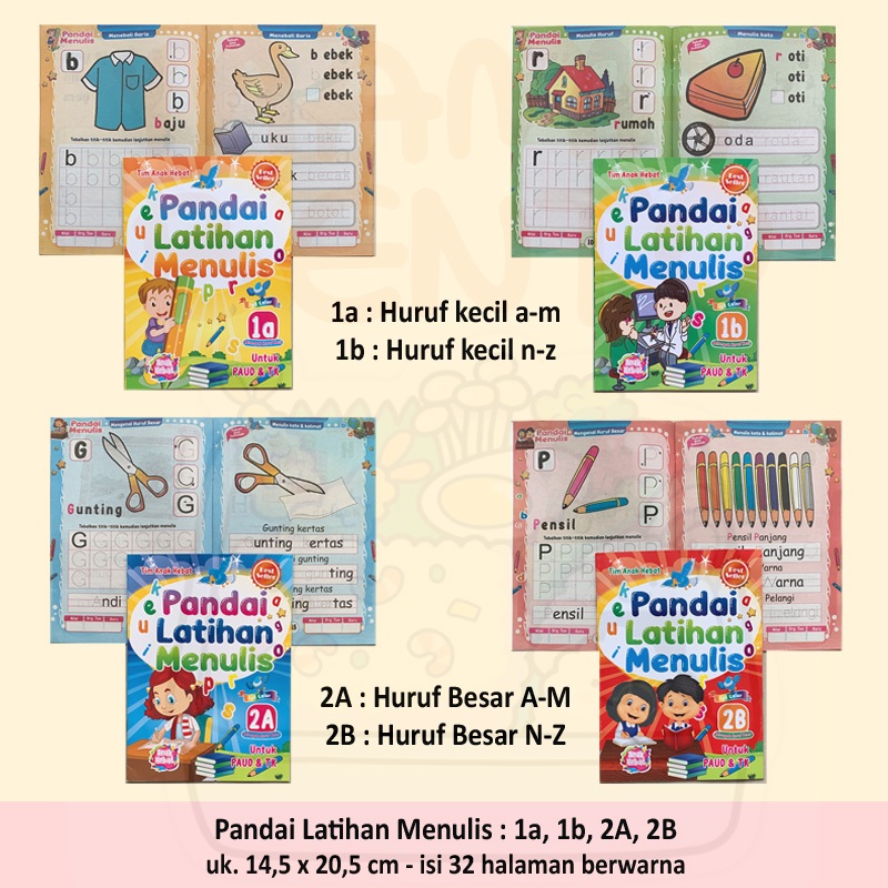 Jual Buku Pandai Latihan Menulis Seri 1a 1b huruf kecil dan 2A 2B huruf ...