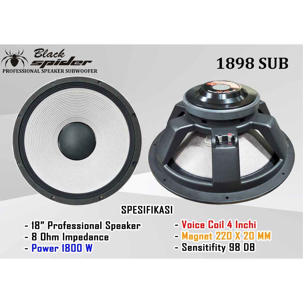 Jual Speaker Component Black Spider Subwoofer 18 Inci - BS 1898 SUB ...