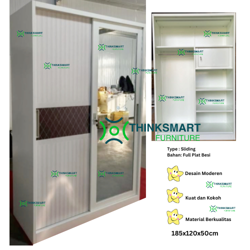 Jual [KHUSUS KARGO] Lemari PAKAIAN Sliding Besi LB-A29 Almari BAJU ...