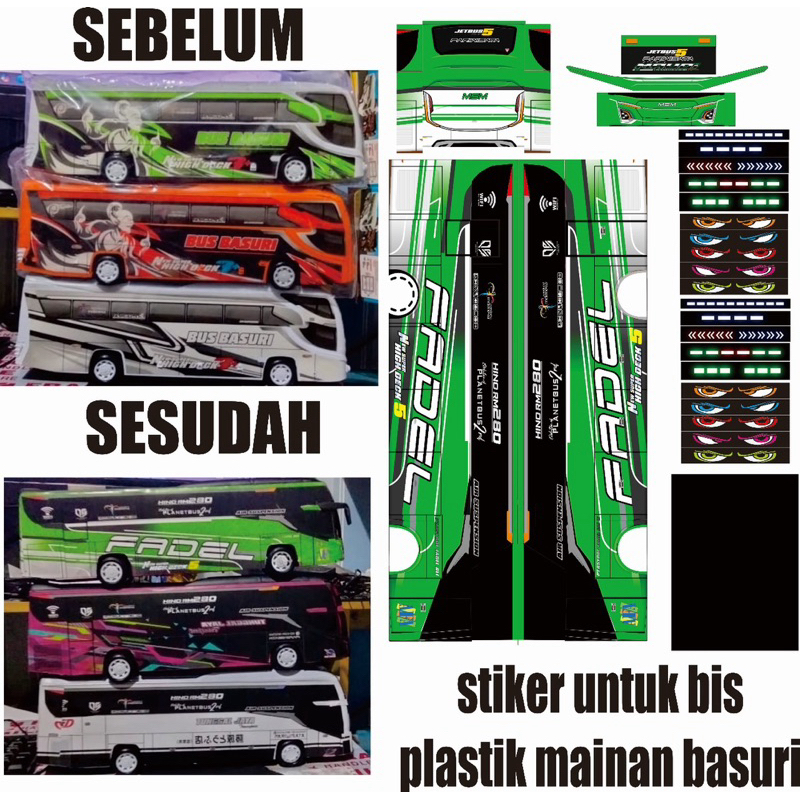 Jual Stiker Miniatur Bis Plastik BASURI Merk WJS MSM FADEL MAUDI ...
