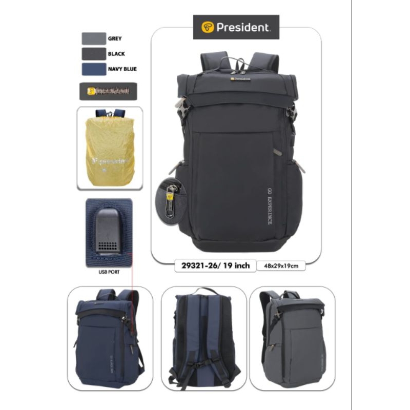 Jual TAS RANSEL LAPTOP BACKPACK PRESIDENT WATERPROOF | Shopee Indonesia