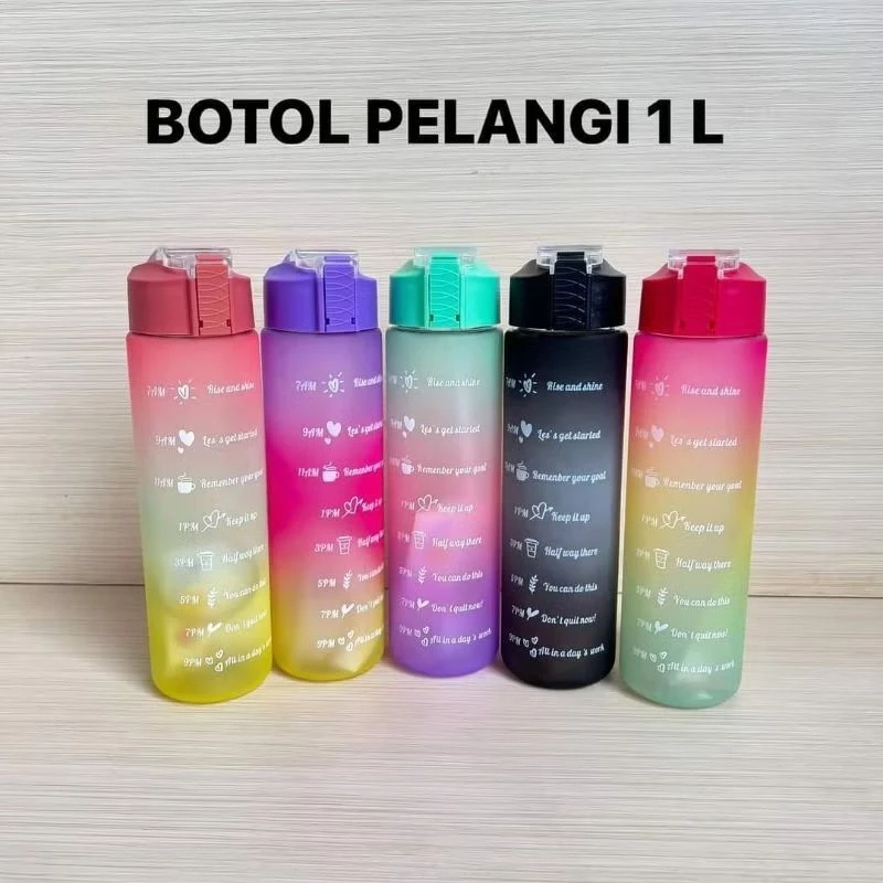 Jual Botol Minum Rainbow Time 1Liter | Botol Minum Rainbow Free Sticker ...