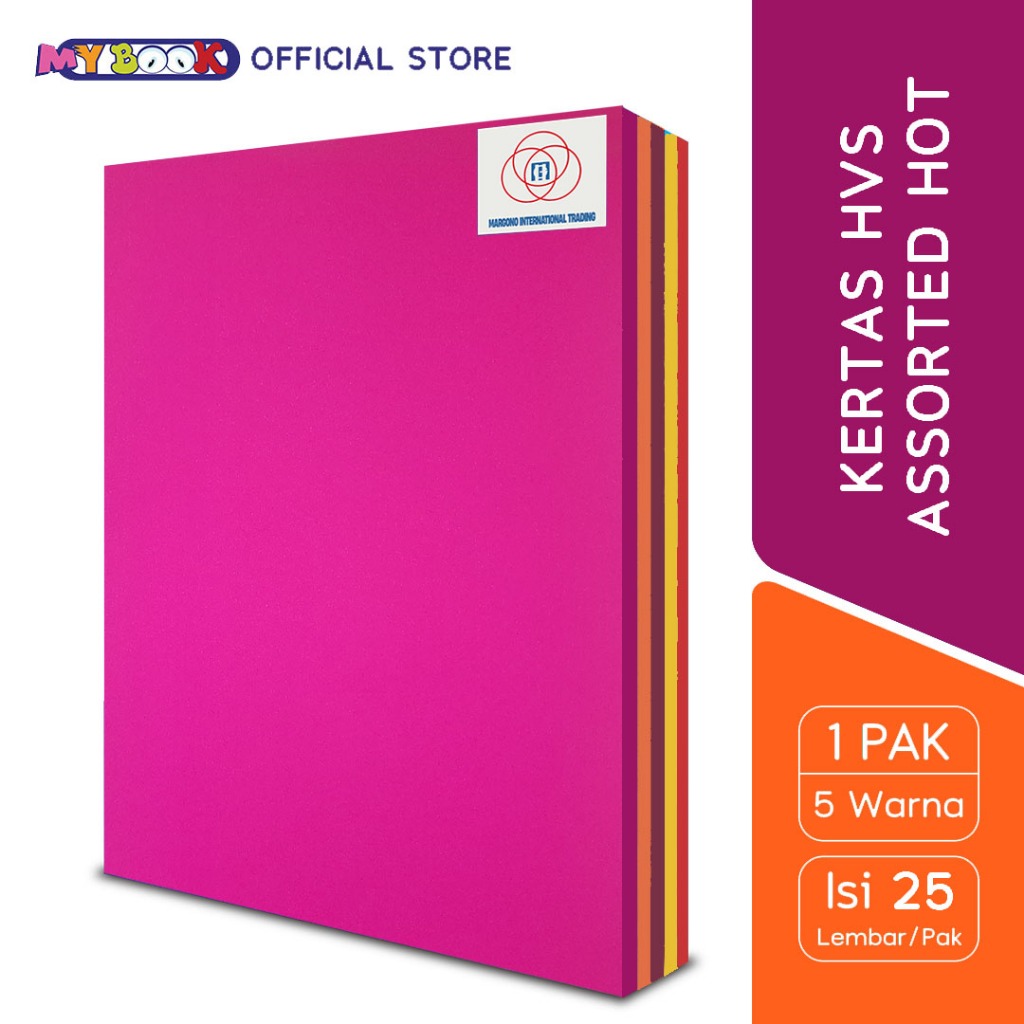 Jual Margono Kertas HVS A4 Warna Assorted Hot Pink Red (5 Warna) 80 gsm ...