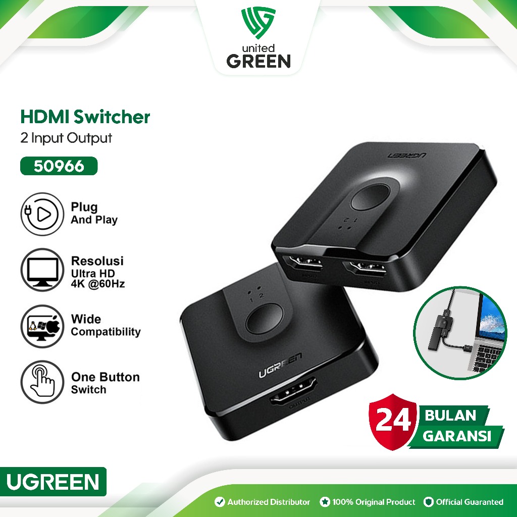 Jual UGREEN HDMI Switcher Splitter 2 in 1 Bi Directional 2 Port 4K ...