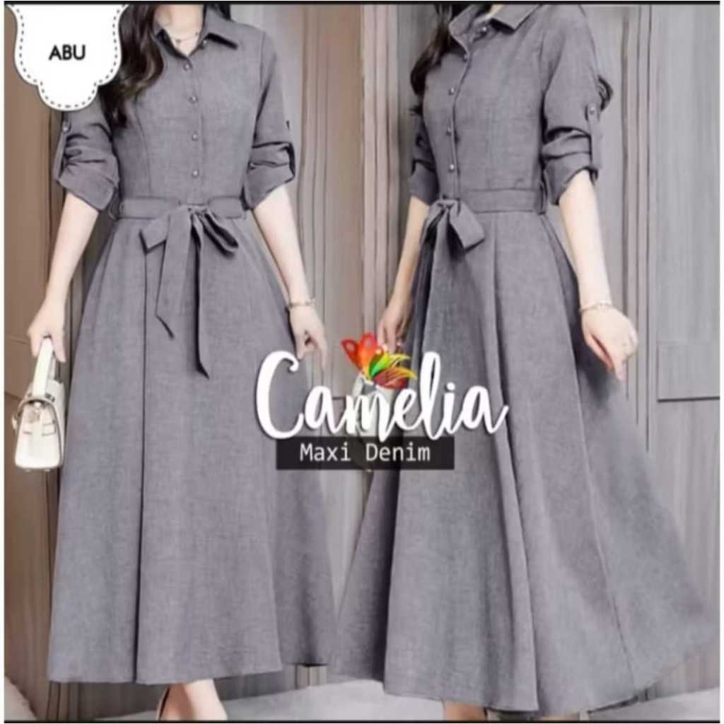 Jual Camelia Midi Dres wanita remaja gaya Korea style fre Blet - midi dres simpel elegan ...