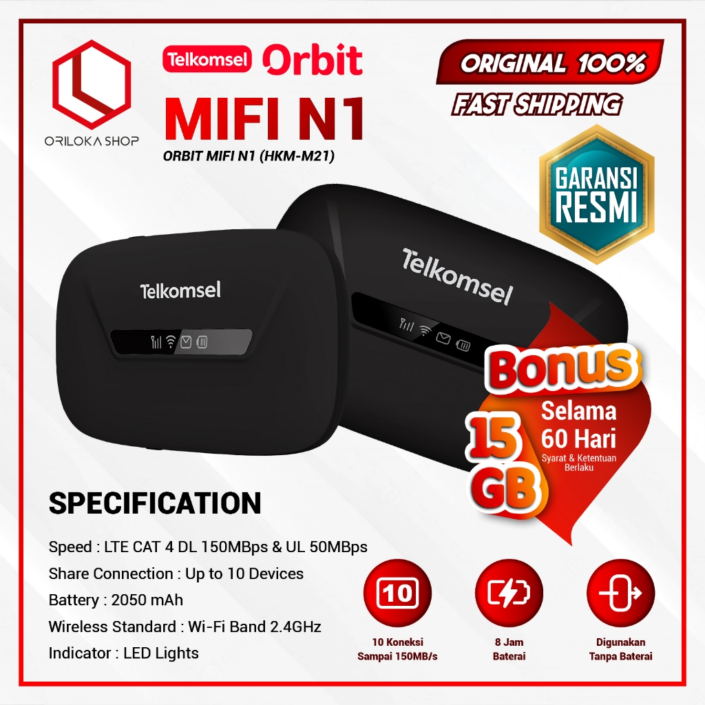 Jual Telkomse Orbit Mifi N1 / HKM M21 | Modem Mifi Wifi Portable 4G LTE ...