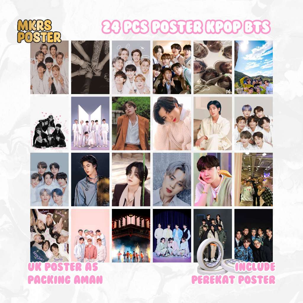 Jual [24 PCS] A5 Poster Kpop BTS & Personil | Bisa Custom Atau Request ...