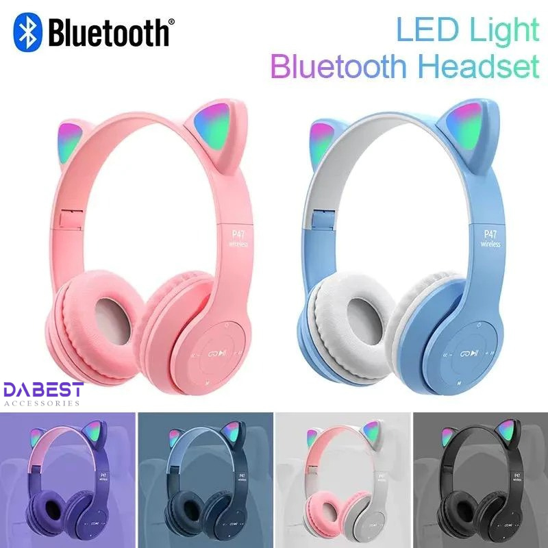 Jual DABEST - Headphone Bluetooth Model Telinga Kucing LED Wireless ...