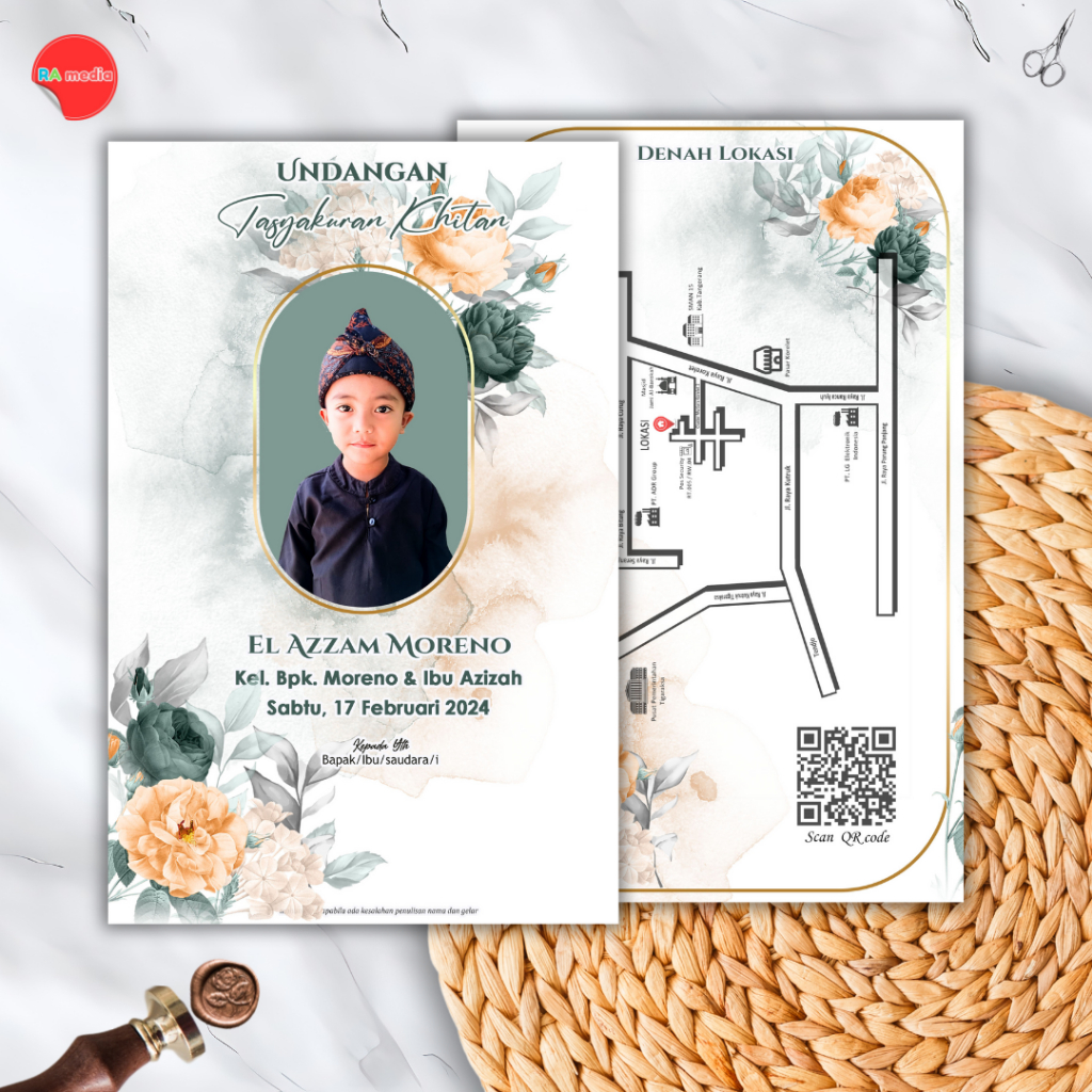 Jual undangan sunatan khitanan harga murah unik proses cepat minimal order 50 pcs kode H1 ...