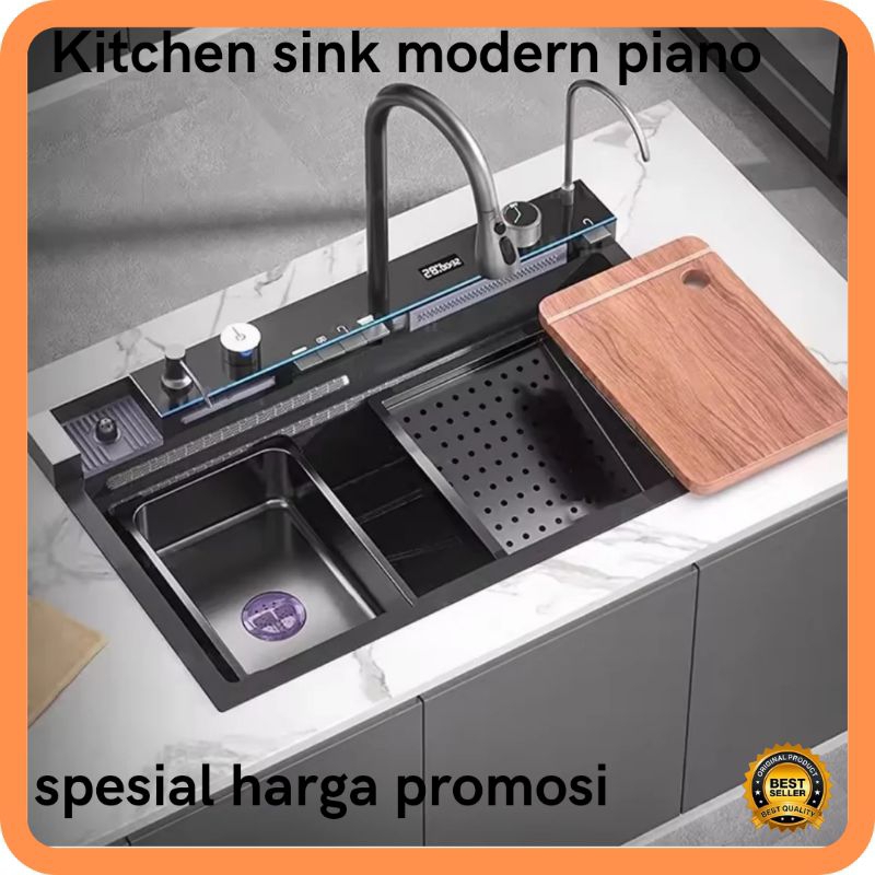 Jual Kitchen sink modern piano black 7545 / kitchen sink luxury hitam ...