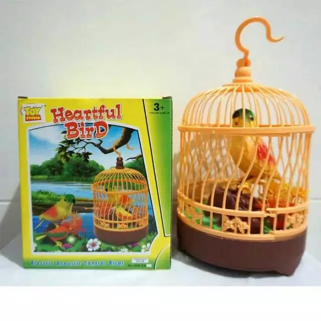 Jual Mainan Anak Heartful Bird Toy Burung Dalam Sangkar Sensor Suara ...