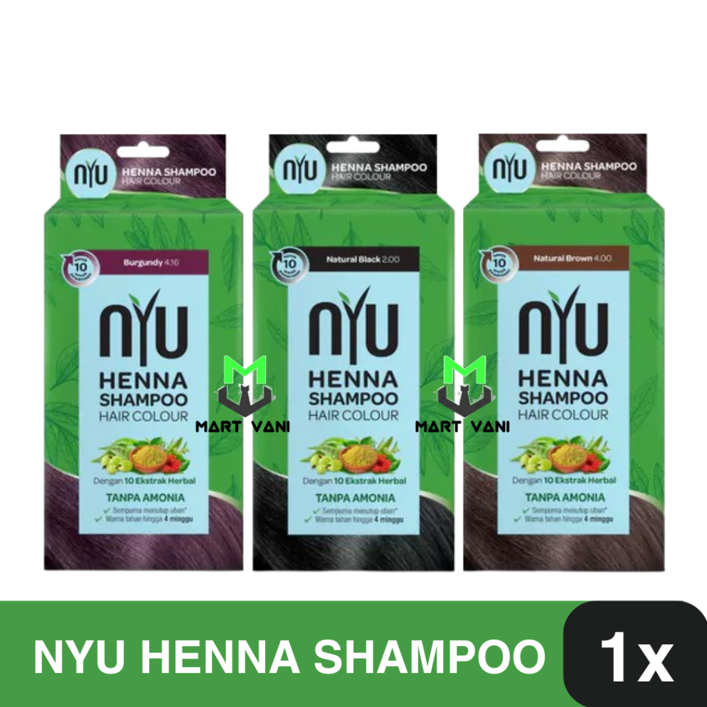 Jual NYU HENNA Shampoo BOX (4 SACHET) Hair Colour - Sampo Pewarna ...