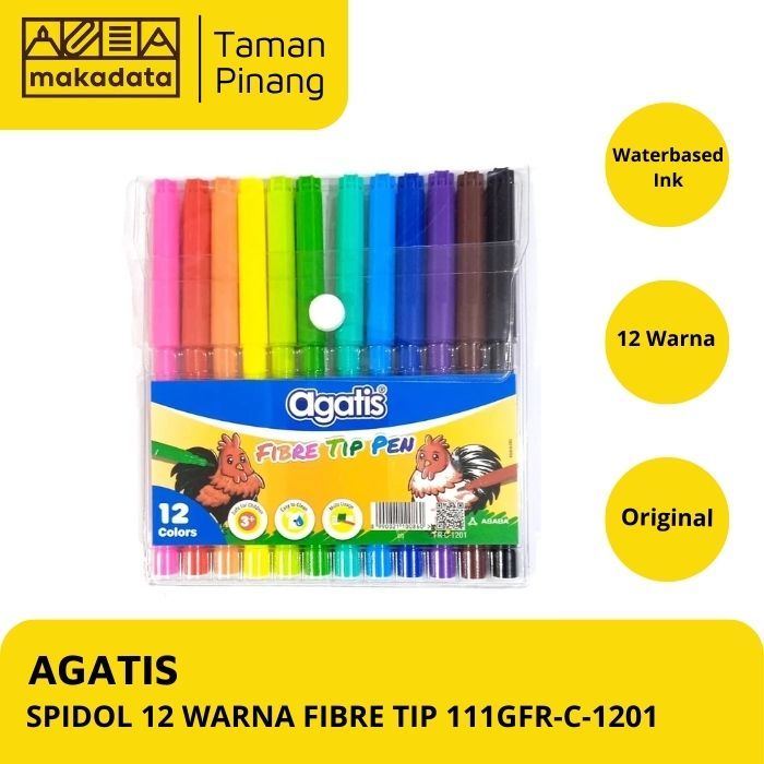 Jual SPIDOL AGATIS 12 WARNA FIBRE TIP 111GFR-C-1201 (1 PCS) | Shopee ...