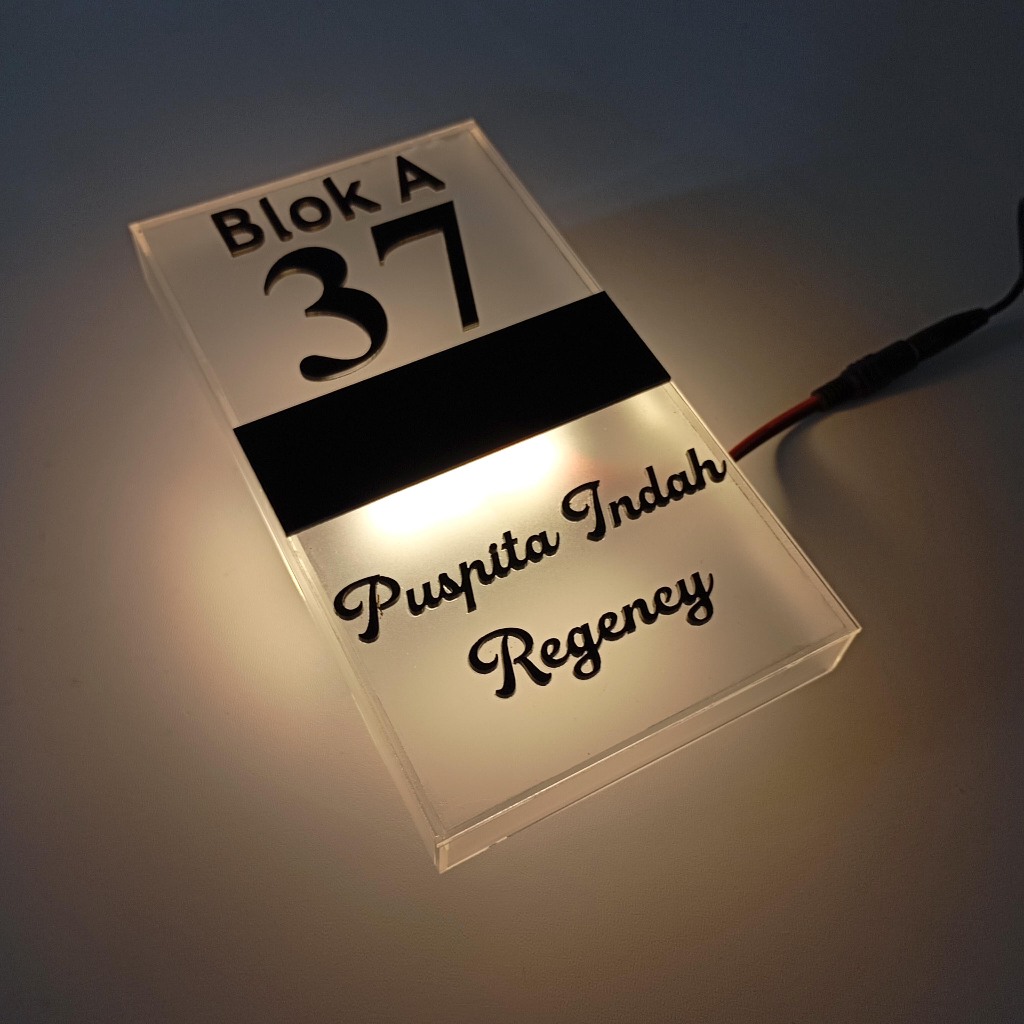 Jual Nomor Rumah Neon Box Custom Akrilik Lampu LED Transparan Tulisan ...