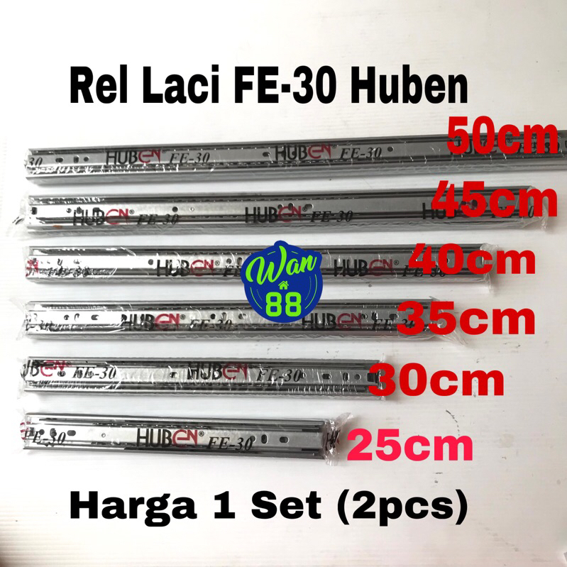 Jual Rel Laci FE-30 Huben Full Extension Double Track 25cm 30cm 35cm ...