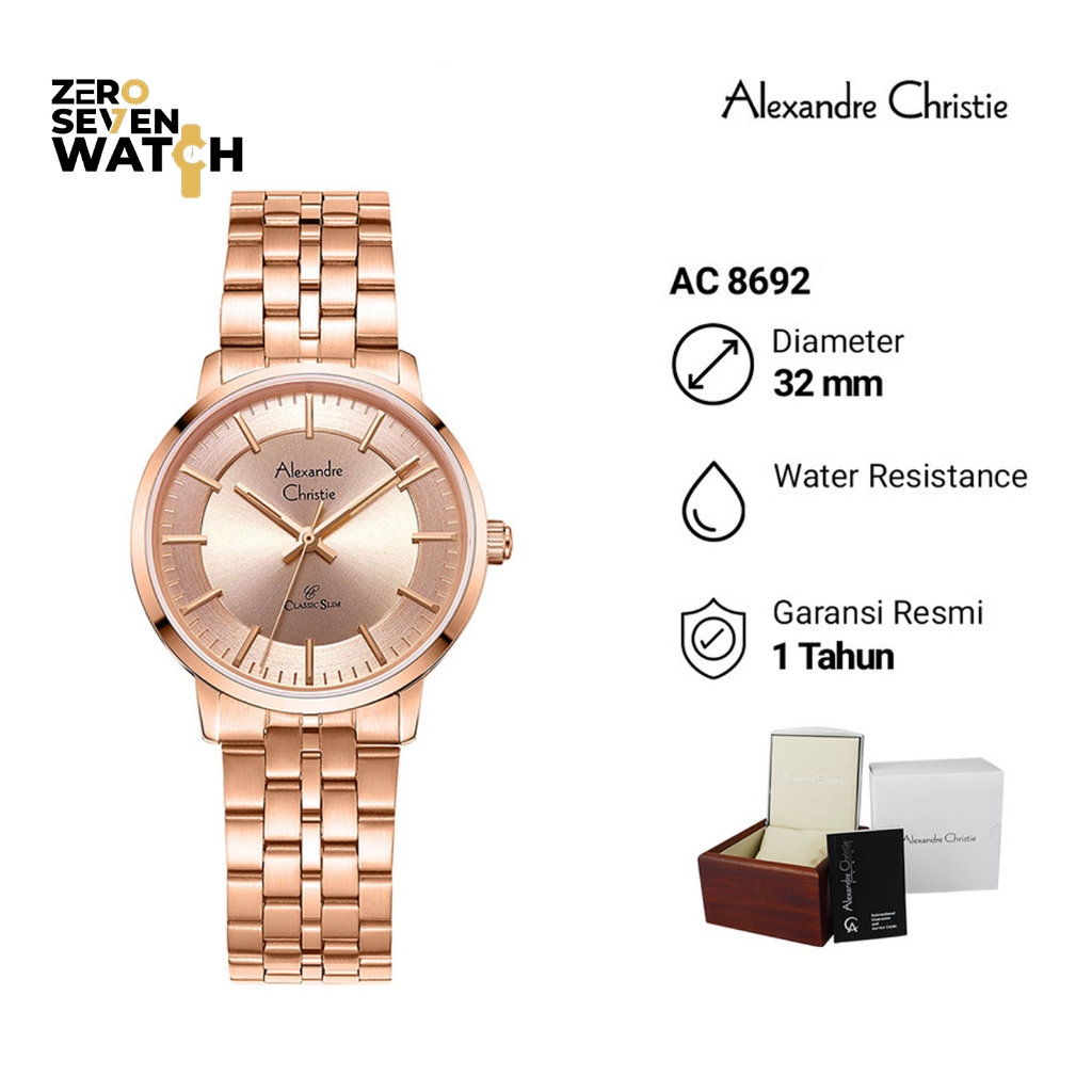 Jual Jam Tangan Wanita Alexandre Christie AC 8692 Classic Steel ...