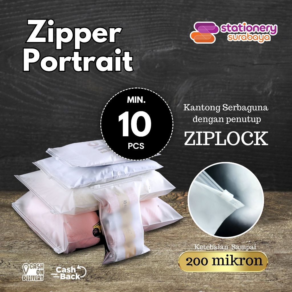 Jual Zipper Bag Portrait Transparan Doff Organizer Bag Pouch Plastik ...
