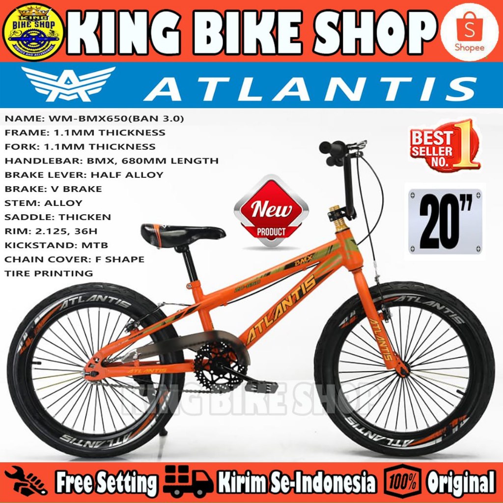 Jual Sepeda Anak Laki BMX ATLANTIS 650 Ban Jumbo 3.0 Ukuran 20 Inch Usia 8-11 Tahu | Shopee ...