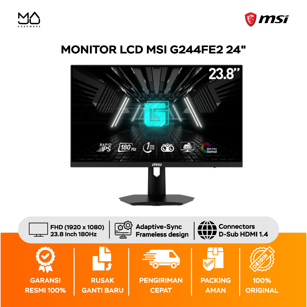 Jual Monitor MSI G244F E2 24" Inch - Rapid IPS FHD 180Hz 1ms HDMI DP - Garansi Resmi | Shopee ...
