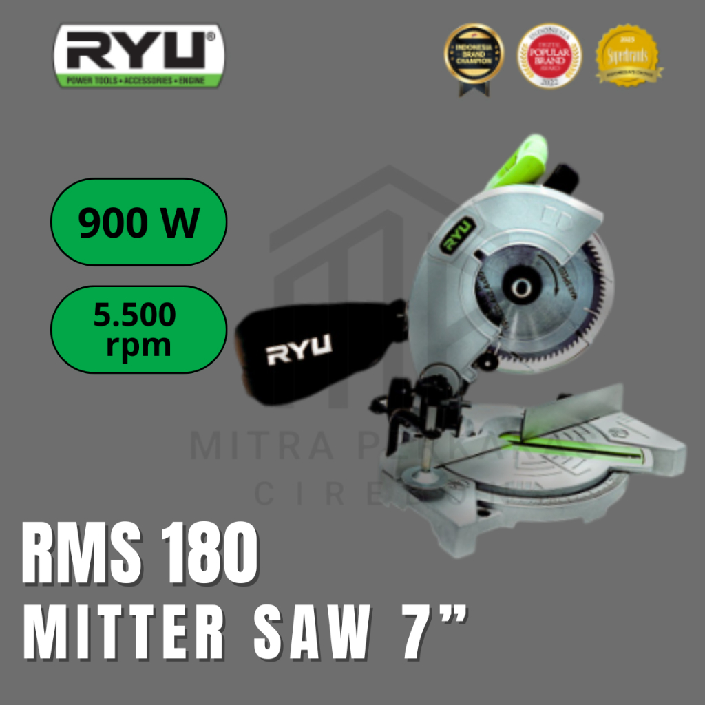 Jual RYU RMS 180 Mitter Saw Miter Saw 7 Inch - Pemotong Almunium Besi ...