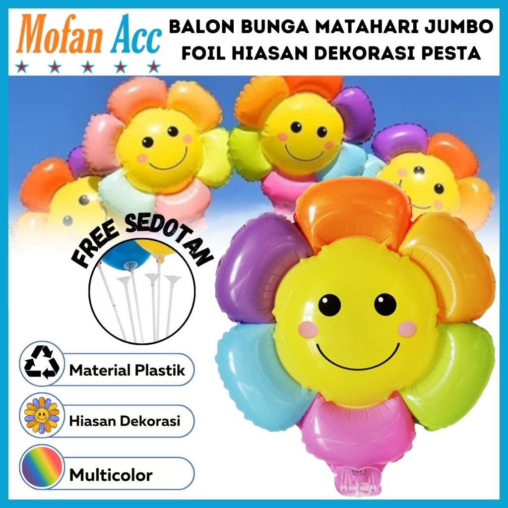 Jual Balon Bunga Matahari Jumbo / Sunflower Balloon Rainbow / Balon ...