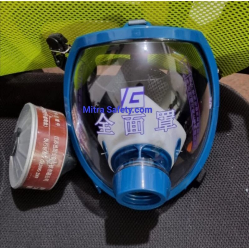 Jual Full Face Gas Mask Single Filter Tank / Masker Respirator | Shopee ...