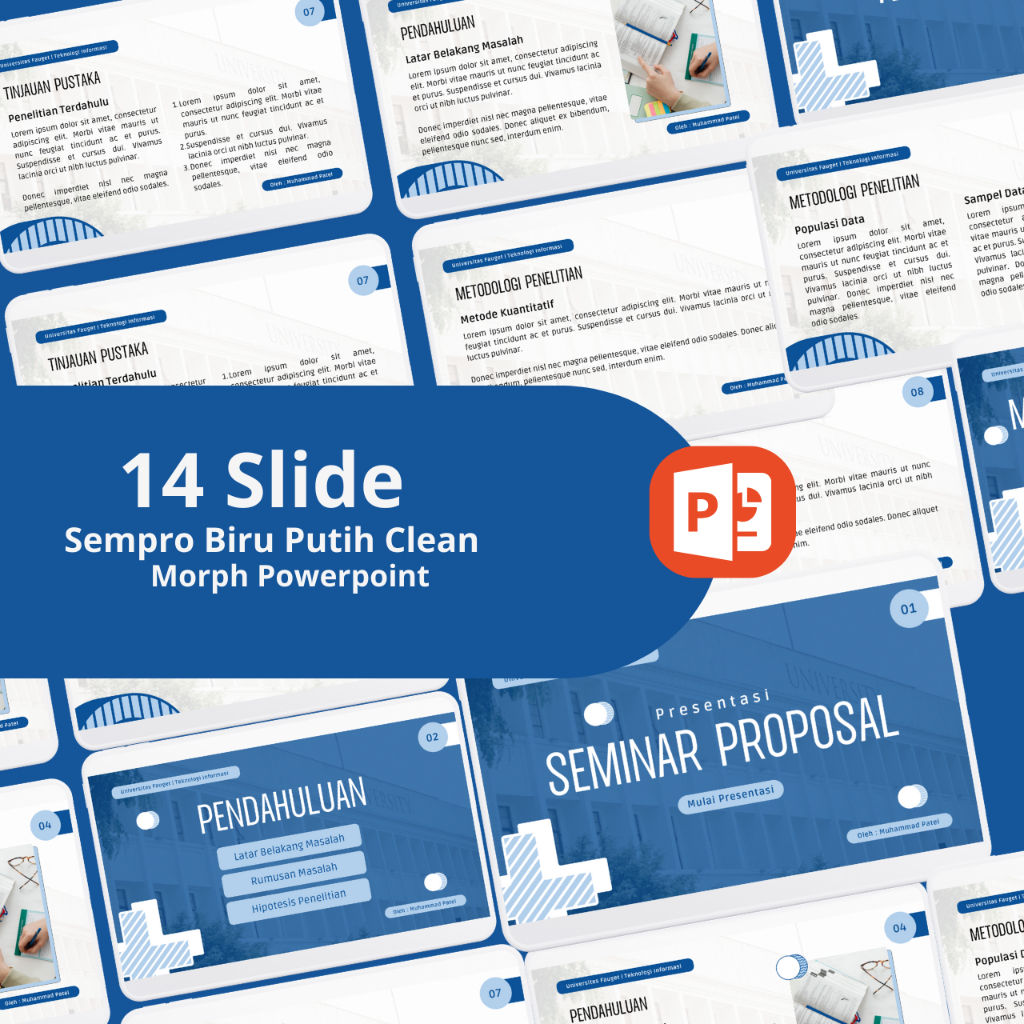 Jual Sempro Biru Putih Clean Powerpoint - Template Proposal Seminar Profesional | PPT Morph ...
