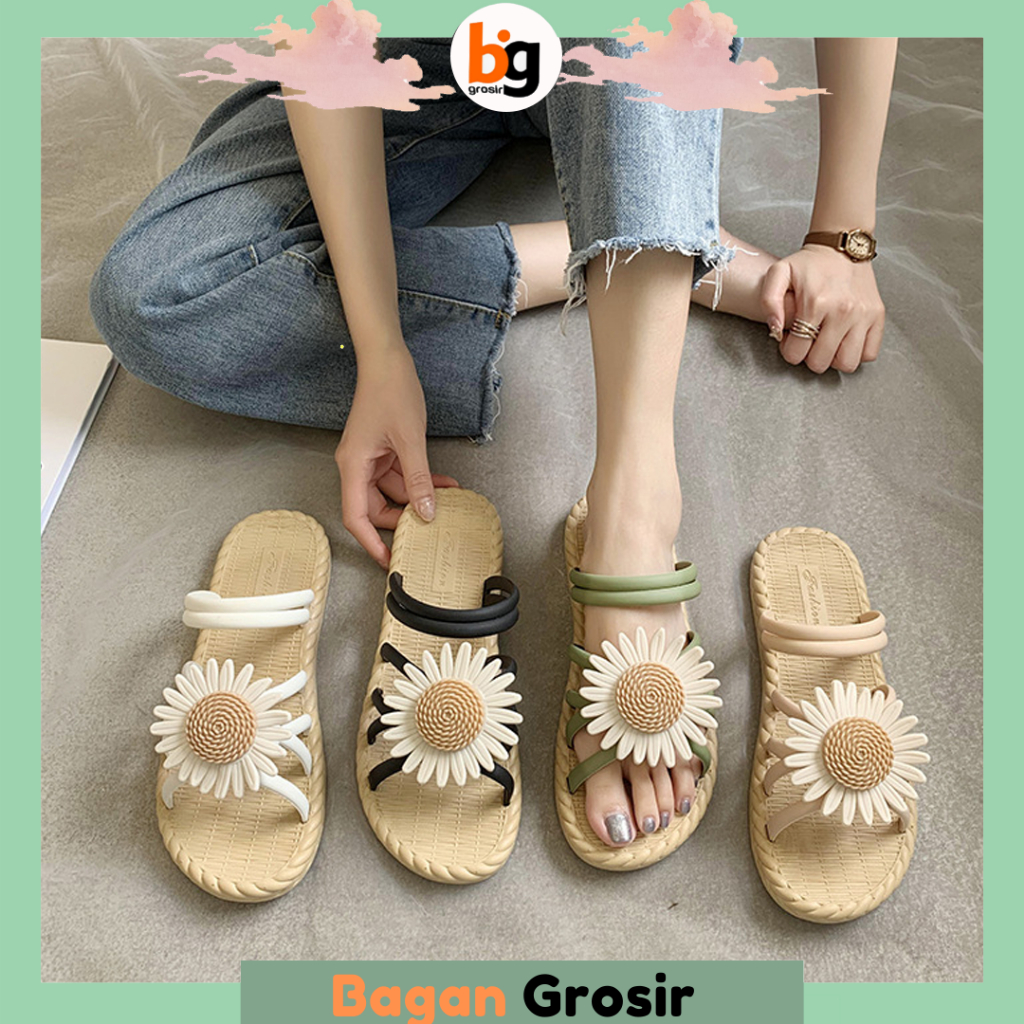 Jual BG Sandal Wanita Teplek Tali Flat Platform Import Sendal Cewek ...