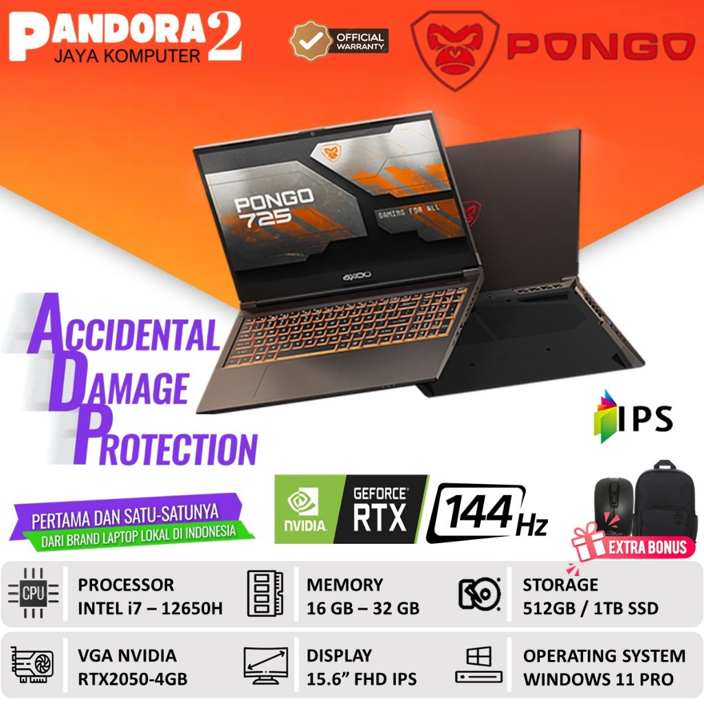 Jual Laptop AXIOO PONGO 725 Core I7 RAM 16GB SSD 1TB Win11Home 15.6 ...