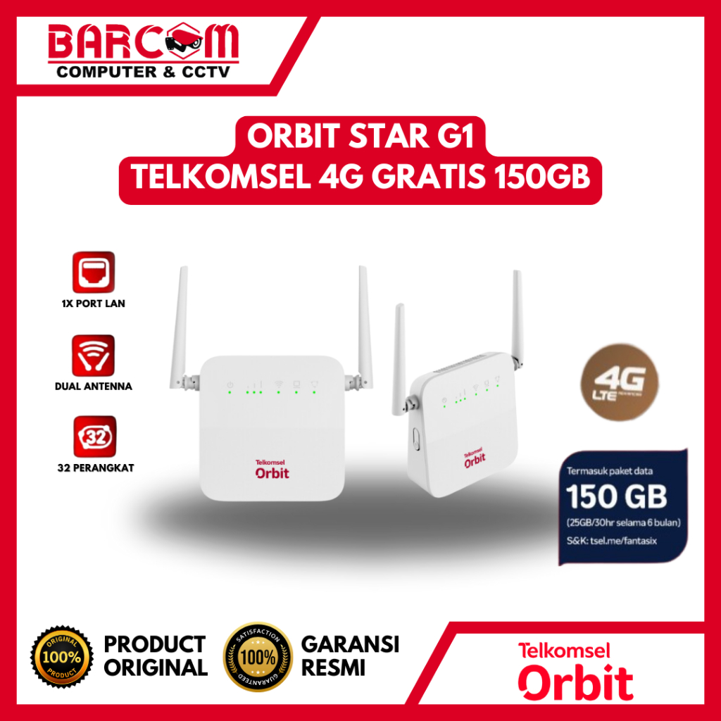 Jual ORBIT STAR G1 TELKOMSEL 4G WIFI MODEM ROUTER BONUS KUOTA DATA 150GB - ORIGINAL RESMI ...