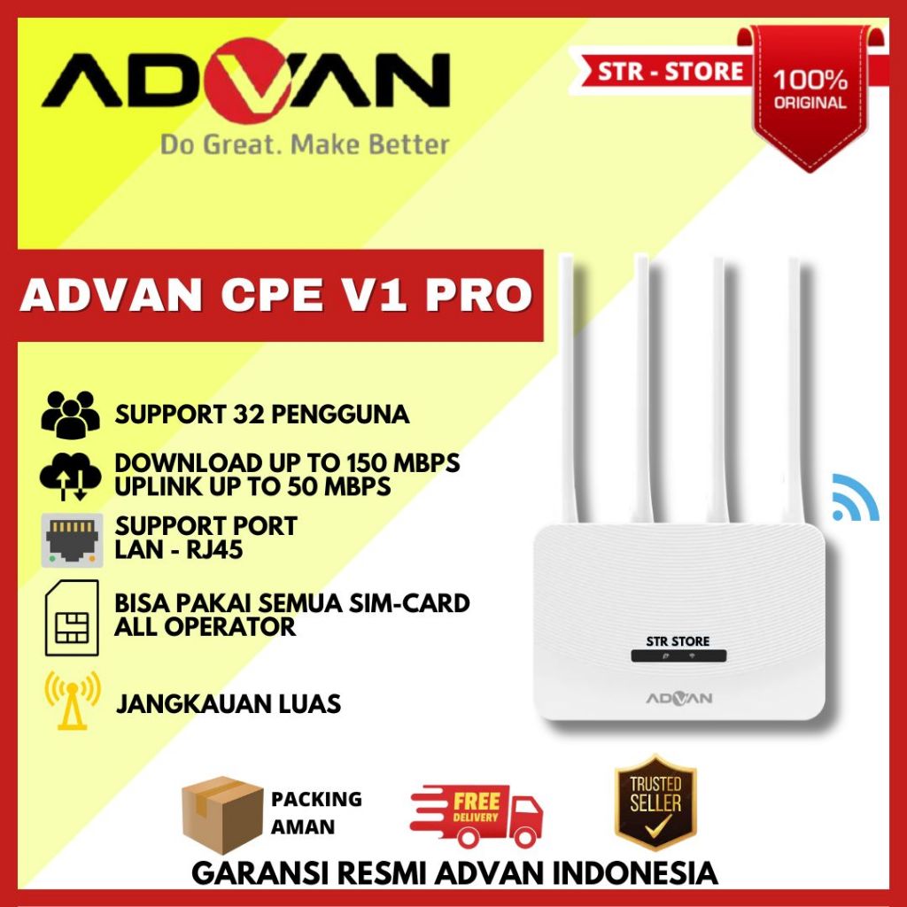 Jual ADVAN CPE V1 PRO MODEM + WIFI + ROUTER 4G LTE UPLOAD 150 MBPS ...