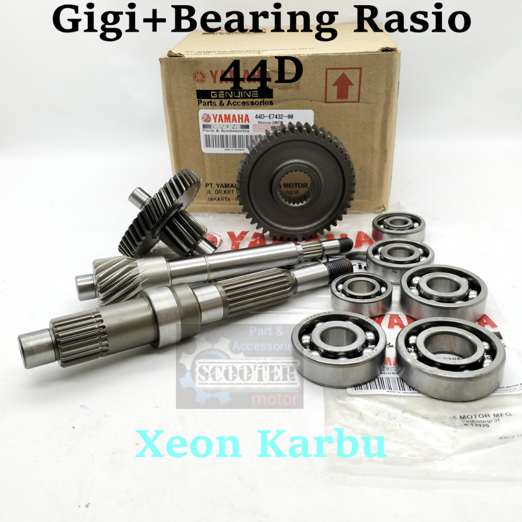 Jual Paket Gigi + Bearing Rasio Set 44D YAMAHA XEON KARBU Gir gear box ...