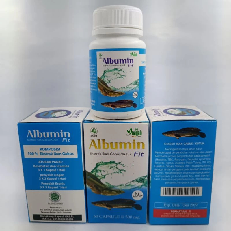 Jual KAPSUL ALBUMIN FIT KAPSUL IKAN GABUS / IKAN KUTUK 1 BOTOL ISI 60 KAPSUL MENGOBATI BEKAS ...