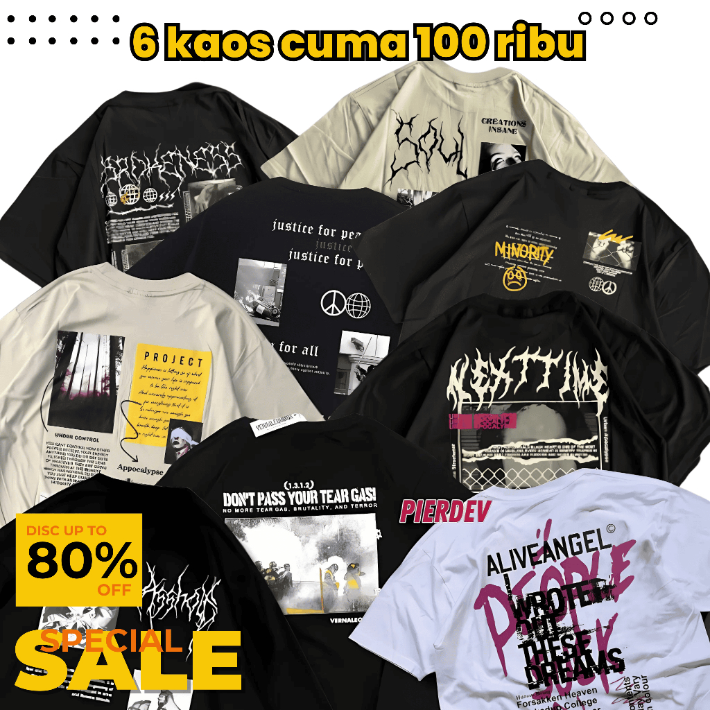 Jual Paket 100rb dapat 6 pcs/ Kaos Distro New /kaos pria Wanita Terbaru ... Jual Paket 100rb dapat 6 pcs/ Kaos Distro New /kaos pria Wanita Terbaru ...