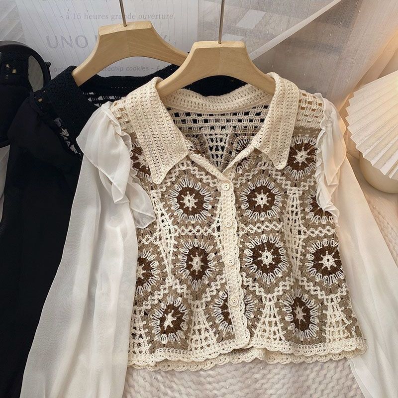 Jual Blouse Rajut Wanita Atasan Bordir Lengan Panjang Korea Style | Shopee Indonesia