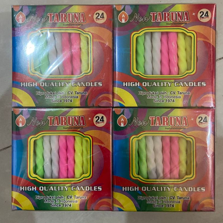 Jual Lilin Ulir Warna Warni Taruna Isi 24 pcs - Lilin Ultah | Shopee ...