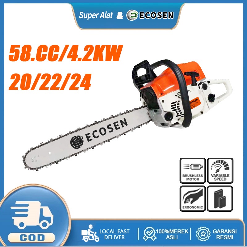 Jual Super Alat Mesin Potong Kayu 58CC Chainsaw 2Tak 20/22/24" Untuk Potong Pohon Kayu | Shopee ...