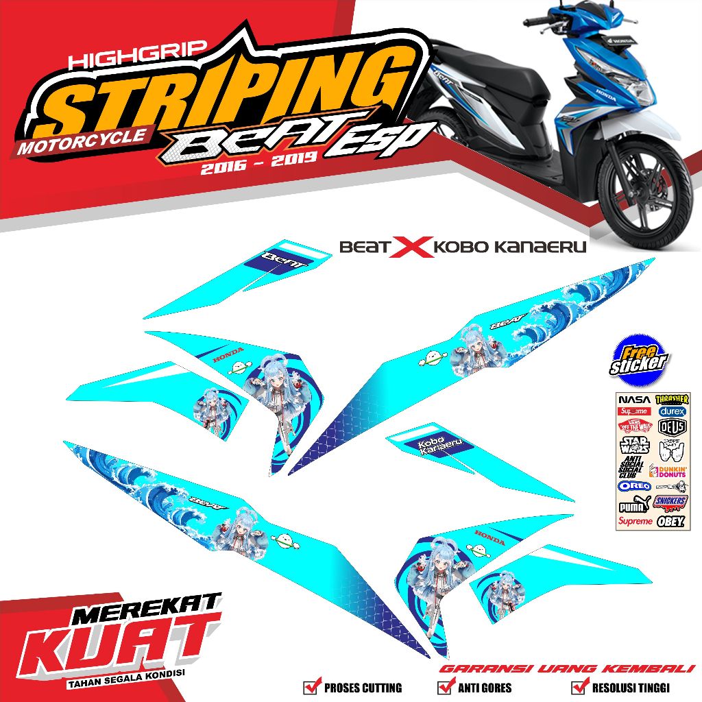 Jual Stiker Striping BEAT X KOBO KANAERU 2016-2019 ESP Terbaru Modif ...