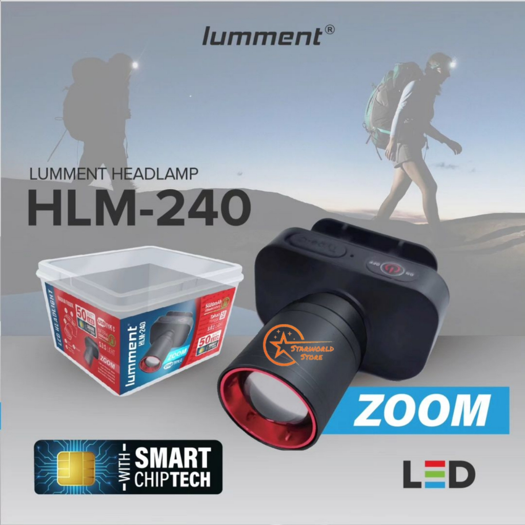 Jual Senter Kepala Led ZOOM Lumment HLM-240 RechargePro 50 Watt 3 Mode ...